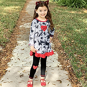 AnnLoren Girls Valentine's Day Heart Tie Dye Outfit Dress and Black Leggings size - 7/8.