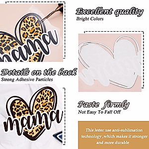 Whaline 6 Sheet Mama Iron On Transfers Patches Leopard Patterns Heat Transfer Iron Patches Leopard Momlife Heat Transfer Stickers for Clothing Fabric DIY Craft Costume Decor