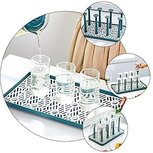 Veemoon Dishes Drying Rack Cup Drain Tray Mug Drainboard: Glass Drying Tray Mug Drain Board Wine Glasses Holder Drainer Shelf for Home Living Room Kitchen Multifunctional Shelf Glass Coffee Cup