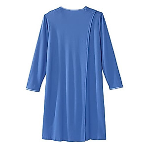 Silvert's Adaptive Clothing & Footwear Open Back Night Gown For Ladies - Assisted Dressing Hospital Gown - Blue MED