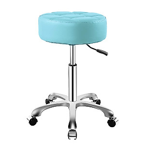 Rolling Adjustable Stool with Wheels for Work Medical Tattoo Salon Office,Swivel Desk Esthetician Hydraulic Stool Chair (Cyan)