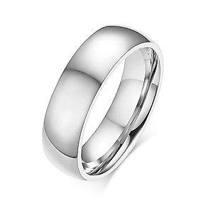 MZZJ BFF Ring for 2 Personazlied BFF Friendship Jewelry Pinky Promise Pinky Swear Minimalist Polish 6MM Stainless Steel Rounded Comfort Fit Stackable Knuckle Ring Band,Graduation Gift for Best Friends