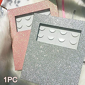 Eyelash Storage Book, 16 Pairs Lash Storage Organizer, Glitter Paper Eyelash Display Case, Portable Makeup Flash Lash Empty Box