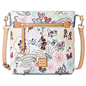 DisneyParks Disney Parks Exclusive - Dooney & Bourke Crossbody Pouchette Small Sketch, White, Red, Pink, Blue, Green, Brown, Black, Yellow