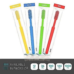 PRUVADE 144 Pack Disposable Toothbrushes with Toothpaste, Built In - Prepasted Toothbrushes Individually Wrapped |Single Use Waterless Tooth Brush with Soft Bristles for Airbnb, Hotel, Camping, Travel
