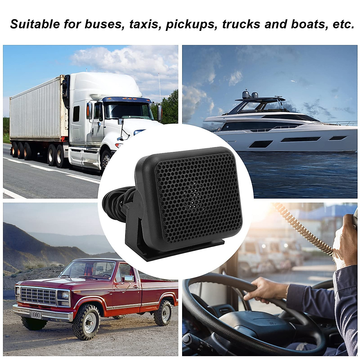 Radios External Speaker, 3W 8Ω Black ABS Two Way Universal CB External Speaker, for Audio Speakers with External Speakers, Car Radio, Small Speakers