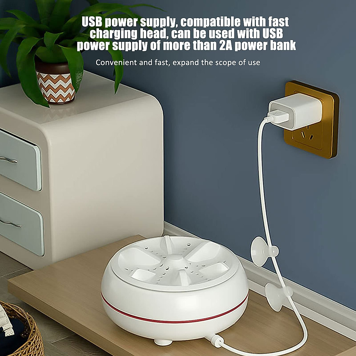 Ultrasonic Turbine Washing Machine, 50 Seconds Reverse Clean Circle High Strength Torque Pulsator Mini Ultrasonic Washer for Home, Business, Travel, College Room, RV, Apartment