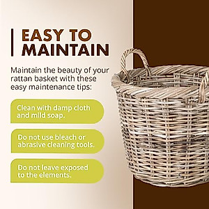 KOUBOO Rattan Round Basket & Planter, Handmade, Storage Basket, Planter Basket, Mudroom, Kids Room, Nursery, Home Essentials, Boho Decor