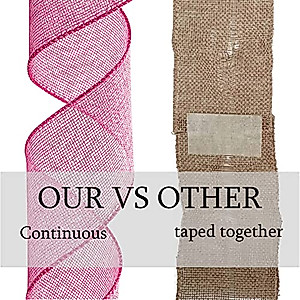 LIUYAXI Pink Burlap Wired Ribbon, 2-1/2" x Continuous 10 Yard, Solid Wired Edge Ribbon for Crafts,Gift Wrapping,Big Bow,Wreath,Tree Decoration,Outdoor Decoration