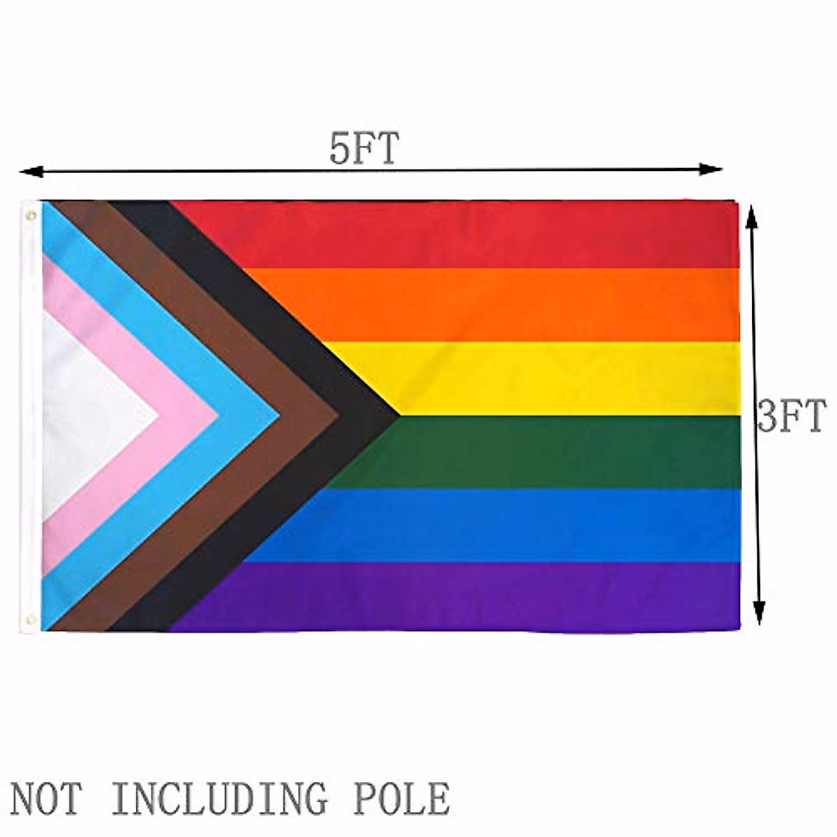 Progress Pride Rainbow Flag 3x5 Outdoor All Inlcusive Progressive Pride 100D Bisexual LGBTQ Non Binary Lesbian Gay Transgender Prides Proculsexual Flags