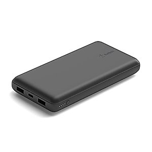 Belkin USB-C Portable Charger 20,000 mAh, 20k Power Bank with USB-C Input Output Port and 2 USB-A Ports with Included USB-C to USB-A Cable for iPhone 14, Galaxy S23, and More - Black