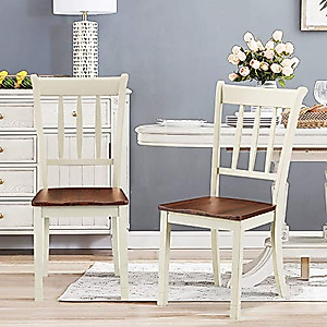 Giantex Solid Wood Dining Chairs Set of 2, Farmhouse Armless Kitchen Chair with Rake Back, Wooden Whitesburg Dining Room Chairs