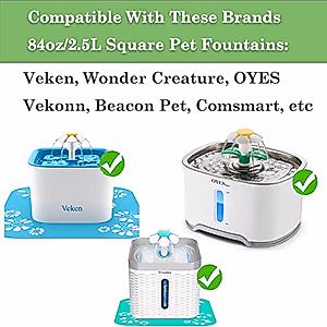 Cat Water Fountain Filters 6 Pack, 50% More Resin & Activated Carbon Filters,Genuine Square Replacement Filters for 84oz/2.5L Pet Fountain Dog Cat Drinking Water Dispenser Quadruple Filtration