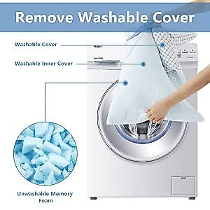 KHHMNB (2023 Upgrade) Side Sleeper Pillow for Neck and Shoulder Pain, Cooling Pillow with Two Sides of Specially Designed-One Side Ice Silk, One Side Rayon, Queen Size Set of 2