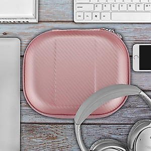 Geekria NOVA Headphones Case Compatible with Bose QC Ultra, QuietComfort 35 II, QC45, QC25, QCSE Case, Replacement Hard Shell Travel Carrying Bag with Cable Storage (Rose Gold)