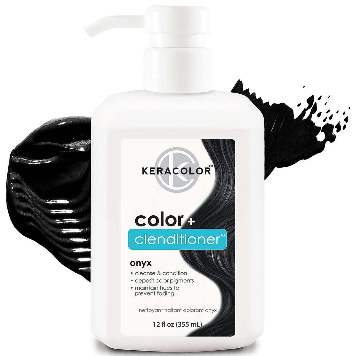 Keracolor Clenditioner ONYX Hair Dye - Semi Permanent Hair Color Depositing Conditioner, Cruelty-free, 12 Fl. Oz.