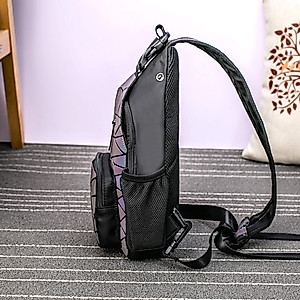 FZChenrry Luminous Geometric Backpack Women Holographic Reflective Bags and Crossbody Bag Iridescent Backpack Lumikay (No.19011-03)