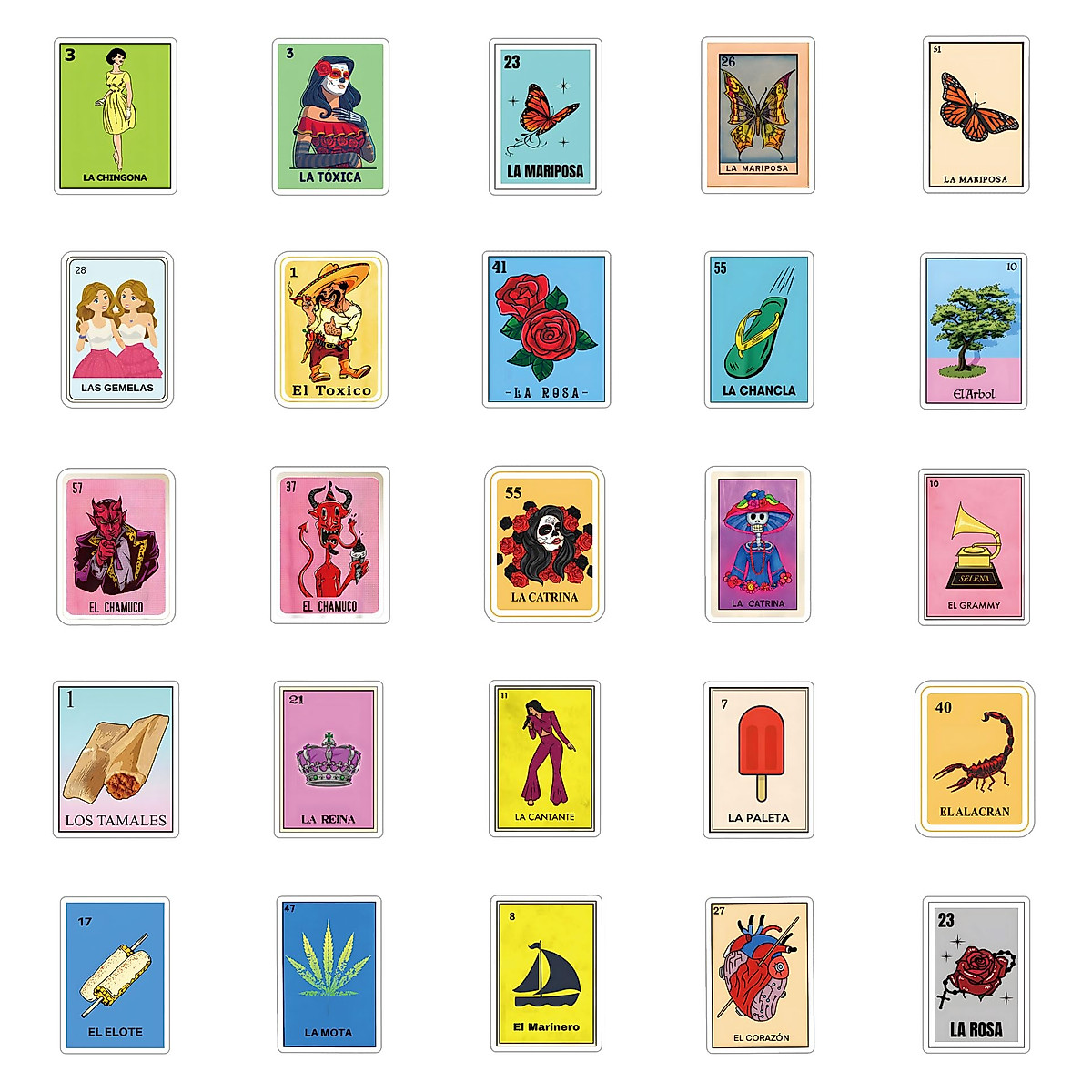 120Pcs Cards Loteria Stickers Pack, Funny Sport Vinyl Waterproof Sticker Decals for Water Bottle,Laptop,Phone,Skateboard,Scrapbooking,Bumper for Kids Teens Adults Fans for Party Supply…