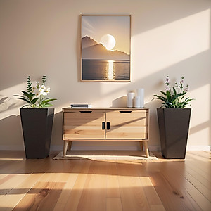 Kante 22 Inch Tall Planter Set of 2, Large Taper Planter for Outdoor Indoor Garden Patio Front Door (Black)