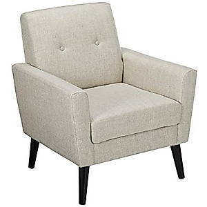Christopher Knight Home Sienna Mid-Century Modern Fabric Club Chair, Beige 29.5D x 31.1W x 34.5H Inch