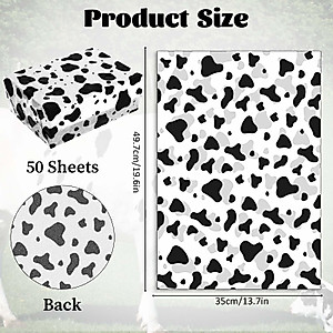 50 Sheets Cow Print Tissue Paper, 14 x 20 inch Gift Wrapping Paper, Cow Print Wrapping Paper for Gift Bags, Black and White Spots Print Tissue Paper for Cow Party Gift Packing DIY Decoration