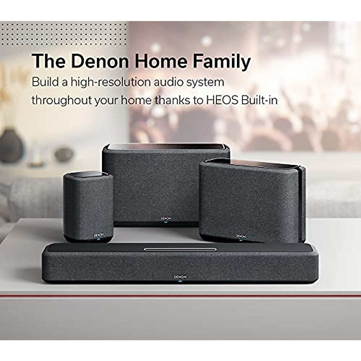 Denon Home Sound Bar 550 - Compact 3D Surround Sound, Dolby Atmos & DTS:X, Built-in HEOS, Amazon Alexa, Seamless Integration with Denon Home 150, 250, 350 Wireless Speakers for Multi-Room Audio, Black