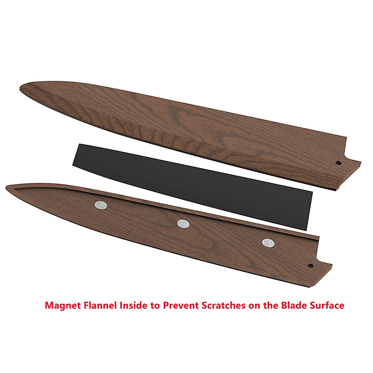 Aibote Handmade Natural Black Walnut Wood Japanese Gyuto Chef Knives Sheath Magnetic Knife Case Holder Protector Wooden Cover (A,9 inch)