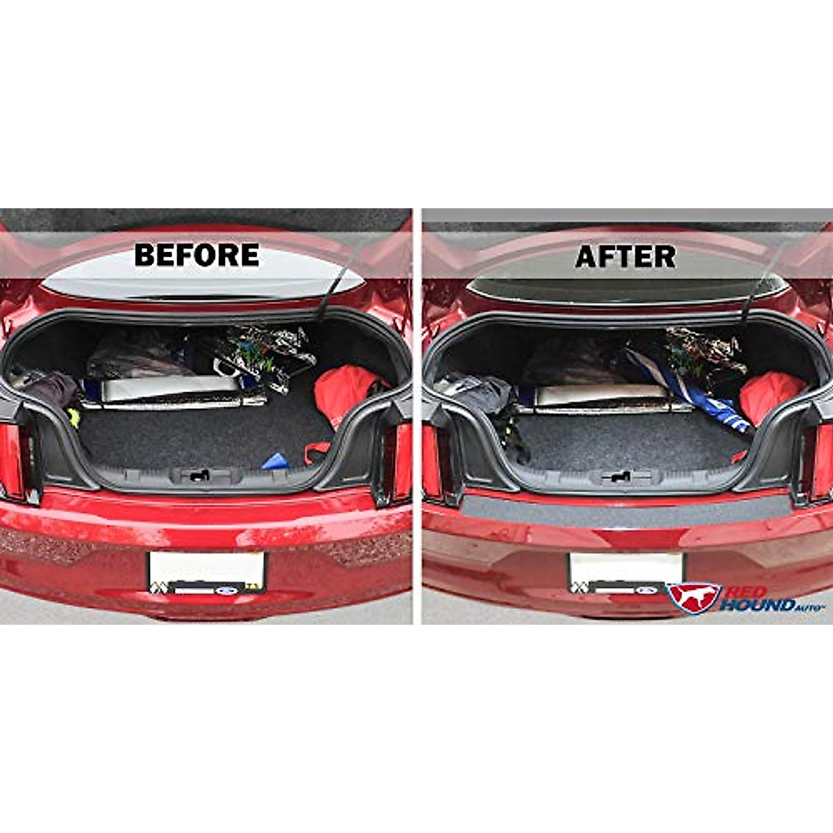 Rear Bumper Scuff Scratch Protector 2015-2017 Compatible with Ford Mustang 1pc Paint Shield Cover Black Peel and Stick Install