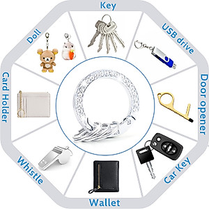 SUTUMOR Sparkling Rhinestone Keychain Ring - Glamorous Car Key Decor for Women - Bling Keychain Accessory （Pink）