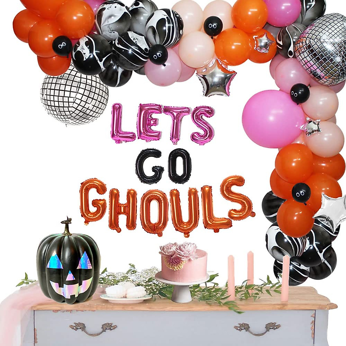 Halloween Bachelorette Balloons Arch Garland Kit, Lets Go Ghouls Halloween Balloon Arch with 22" 4D Disco Ball,Eyeball Balloons for Halloween Bachelorette Party,Spooky Good Time,Western Bridal Shower