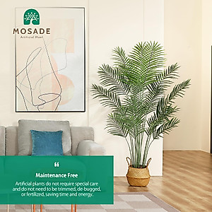 MOSADE Artificial Areca Palm Tree 6Feet Fake Tropical Palm Plant and Handmade Seagrass Basket, Perfect Tall Faux Dypsis Lutescens Plants for Entryway Modern Decor Home Office Porch Balcony Gift