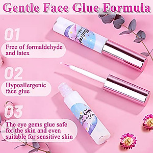 Face Makeup Glue for Rhinestones, Shynek Cosmetic Face Glitter Glue Long Lasting Waterproof Face Glue Adhesive for Eye Jewels Face Gems Rhinestone Chunky Body Glitter