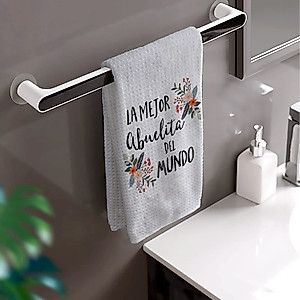 HIWX La Mejor Abuela Del Mundo Decorative Kitchen Towels and Dish Towels, Boho Floral Abuela Grandma Mother's Day Hand Towels Tea Towel for Bathroom Kitchen Decor 16×24 Inches
