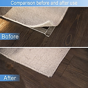 Rug Anchors Carpet Hook and Loop Non-Slip Mat Anti-Skid Stickers Square (10PCS, White)