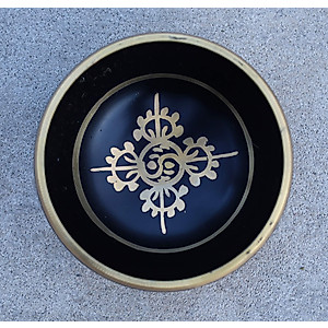 DharmaObjects ~ Tibetan 8 Lucky Symbols Singing Bowl Set ~ With Mallet, Brocade Cushion & Carry Bag ~ For Meditation, Chakra Healing, Prayer, Yoga