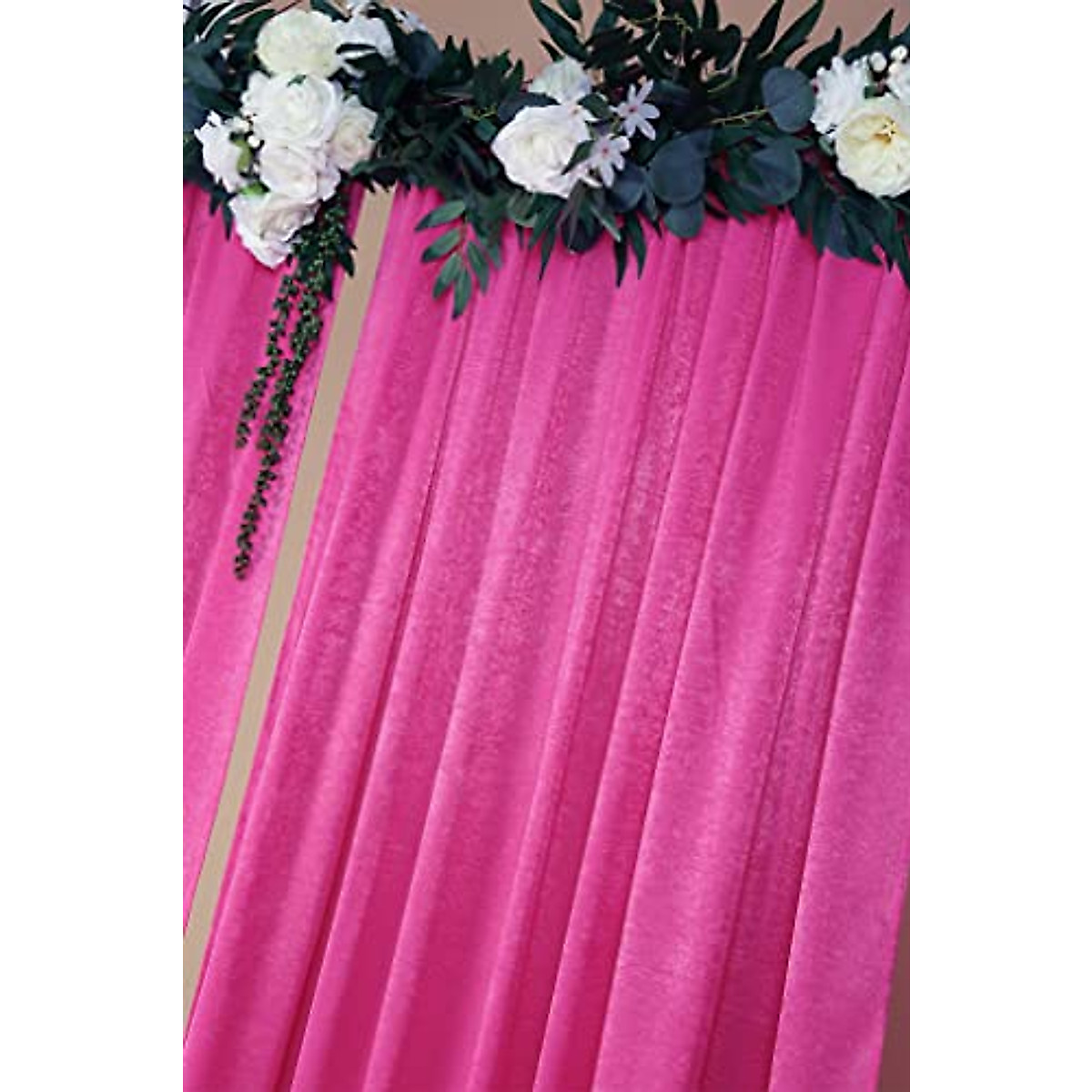 Cytdkve 2 Panels 4.8 Feet x 10 Feet Fushia Velvet-Like Wedding Backdrop Curtain Drapes, Silky Soft Window Curtains Panels for Wedding Ceremony Birthday Party Decorations