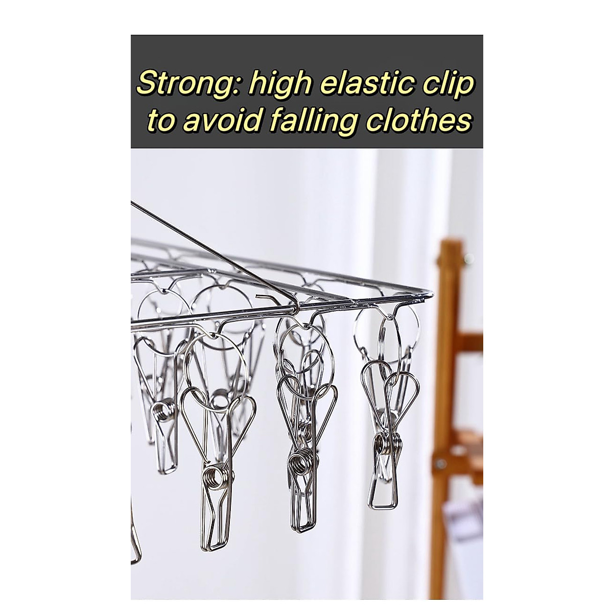 TVRTFQ 2 Pack Stainless Steel Sock Drying Rack with 80 Clips,360° Rotatable Windproof Hook Clothes Hanger Rack for Sock,Bras,Underwear,Baby Clothes,Hat,Scarf,Pants,Gloves,Towel and Laundry Accessories