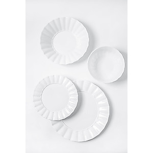 HOMBENE Plates and Bowls Sets, 12 Piece Dinnerware Sets Bone China, Porcelain Dinner Set with Cereal Bowls, Ceramic Soup Bowls, for Pasta, Salad, Gift Idea, Wavy Pattern