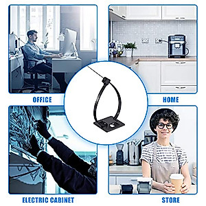 4/5" 100 Pack Zip Tie Mount With Cable Ties,Self Adhesive-backed Mounts For Wire Holder , Black Cable Management Clips Wall Anchors
