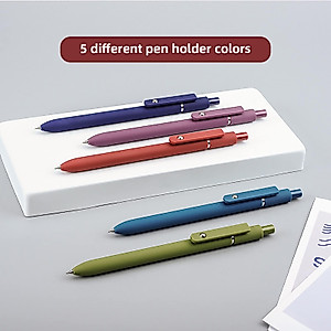 UIXJODO Gel Pens, 5 Pcs 0.5mm Black Ink Pens Fine Point Smooth Writing Pens with Silicone Grip, High-End Series Metal Clip Retractable Pens for Journaling Note Taking (Vintage)