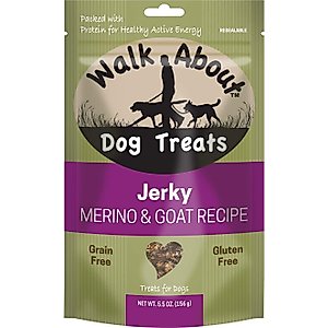 Walk About Pet, WA10002, Premium Jerky Dog Treats, Grain-Free, Gluten-Free, Single Source Protein, Lamb and Goat Recipe, Resealable Pouch, 5.5 Ounces