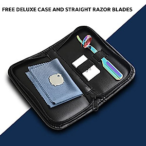 Straight Razors for Men - Professional Barber Razor for Close Shave with Premium Quality Edge, Blades Pack & Maintenance kit included with Pouch