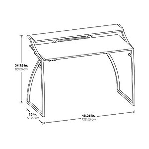 OSP Home Furnishings Alpha Battlestation Gaming Desk, Black