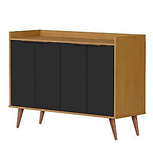 4 Doors Buffet Cabinet Sideboard Scandinavian Style (Nature - Black) (JB4116)
