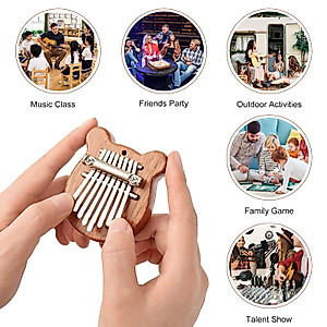 VIVP 8 Keys Mini Kalimba Thumb Piano Solid Wood Finger Piano Portable Marimba Musical Handmade Instruments Professional Mbira with Lanyard Good Accessory Pendant Gift Easy to Learn Christmas Gifts