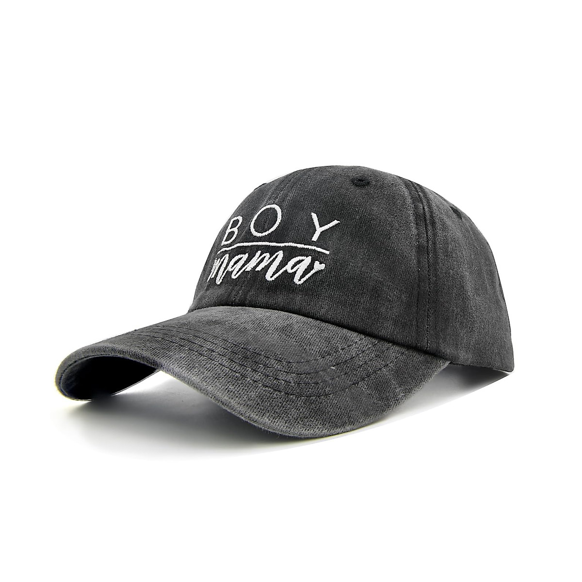 Waldeal Women's Embroidered Baseball Cap Boy Mama Mom Gift Vintage Distressed Dad Hat - Black