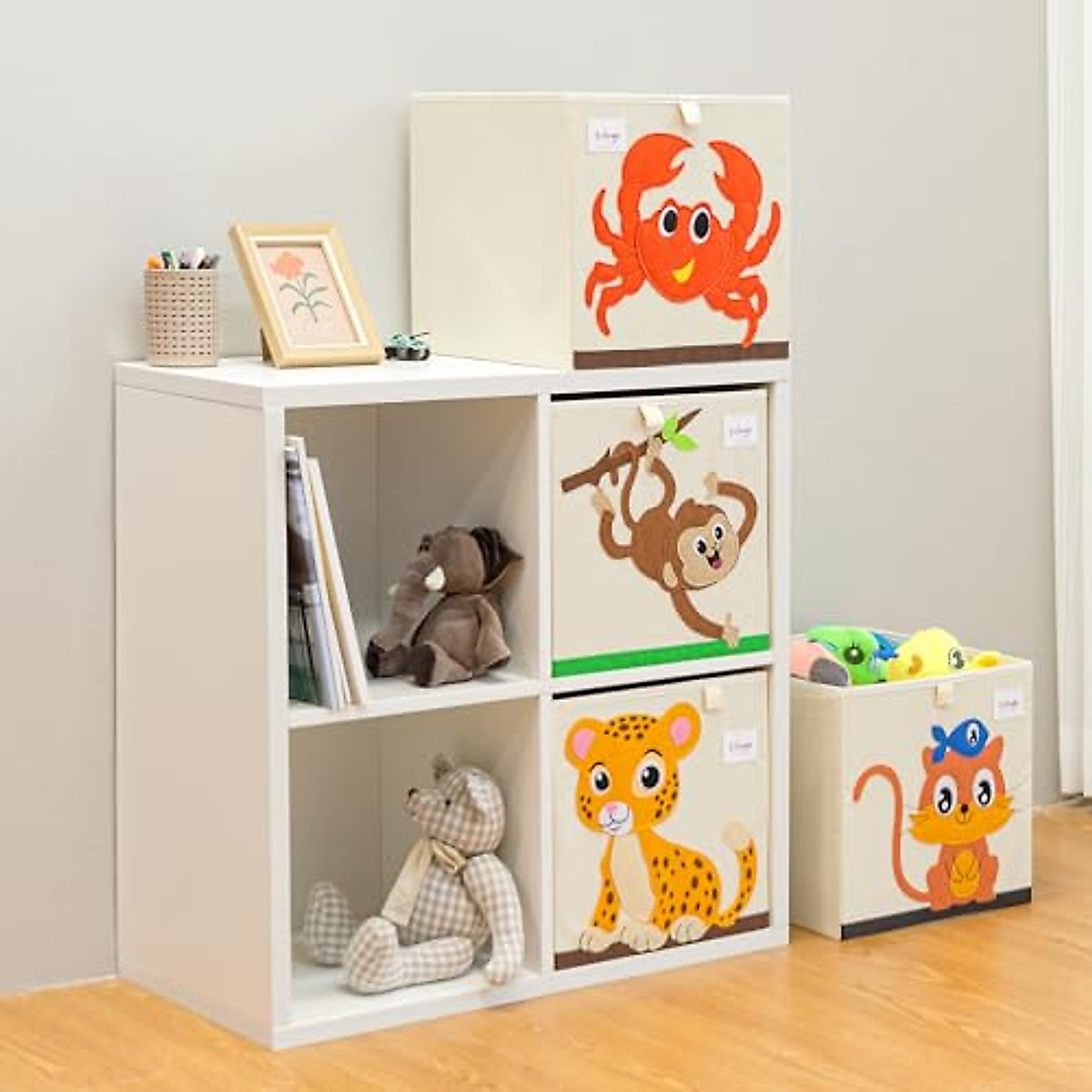 Vmotor Foldable Animal Canvas Storage Toy Box/Bin/Cube/Chest/Basket/Organizer For Kids, 13 inch(Fox)