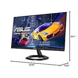 ASUS 23.8” 1080P Gaming Monitor (VZ249QG1R) - Full HD, IPS, 75Hz, 1ms, Extreme Low Motion Blur, Speakers, FreeSync, Eye Care, VESA Mountable, Ultra-Slim, DisplayPort, HDMI, Tilt,Black