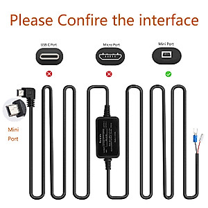 Dash Cam Mini USB Hardwire Kit Dash Camera Hard Wire Kit 12V-24V to 5V Charger Cable Power Cord Power Supply Compatible with Rexing V1-4K, V1P, V3, V2 Pro, V5, S1 Series, V1P Pro Series, Max Series