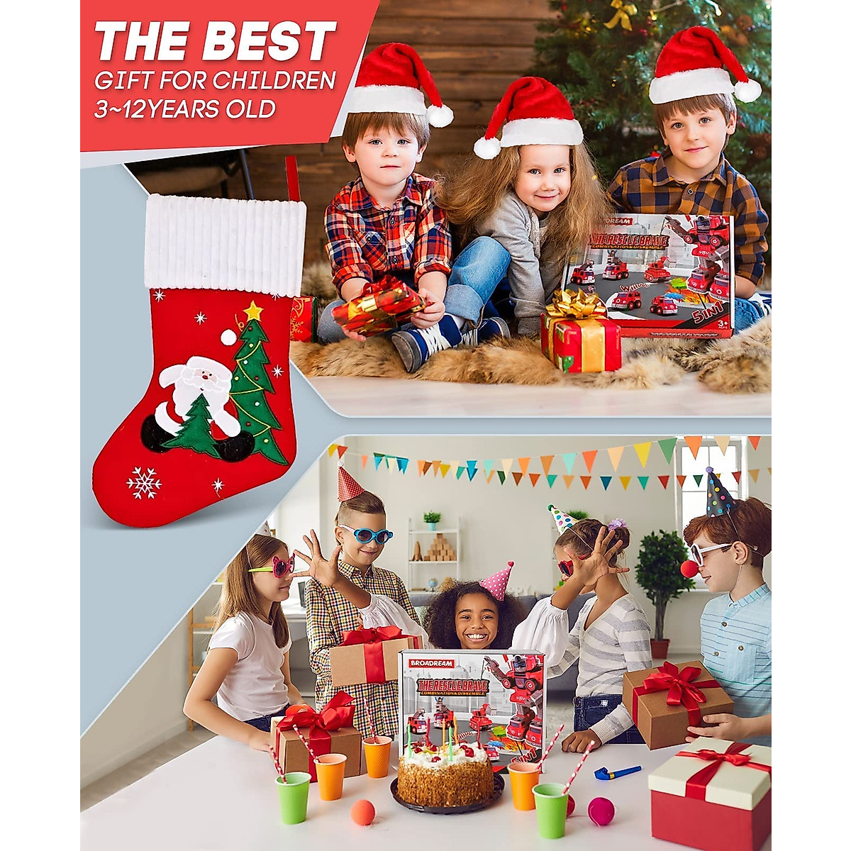 BROADREAM Toys for 3 4 5 6 7 8 Years Old Boys, Take Apart Robot Construction Vehicles Transform Robot Toys Cars for Kids, Birthday Trucks Gifts Toys for Toddlers, 5 in 1